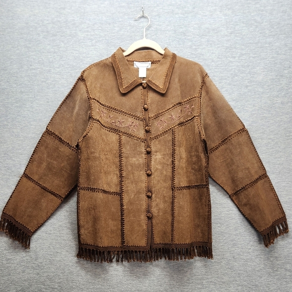 Jackets & Coats | Nwt Vintage Smh Embroidered Suede Fringe Crochet ...